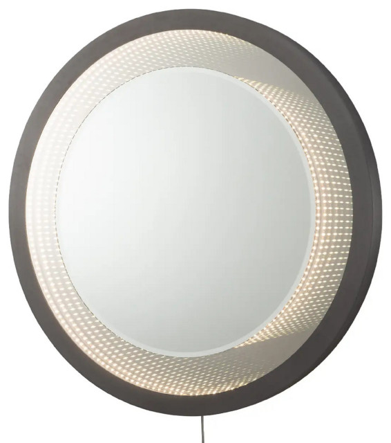Starfall Vanishing infinity LED Round Wall Mirror in Gunmetal ...