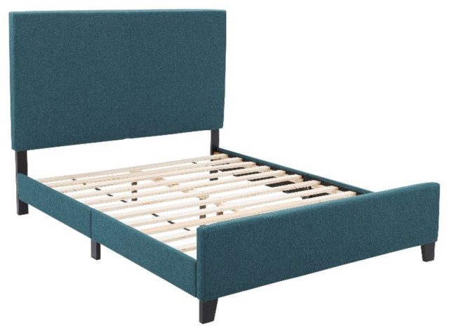 CorLiving Juniper Full Size Contemporary Fabric Upholstered Bed in Teal ...