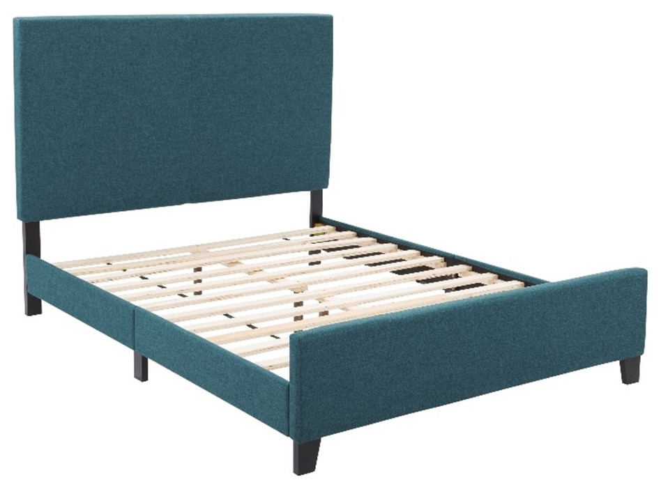 CorLiving Juniper Full Size Contemporary Fabric Upholstered Bed in Teal ...