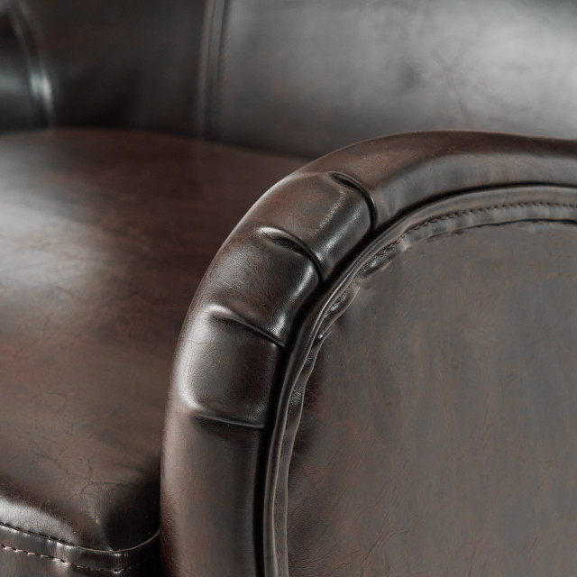 GDF Studio Ellery Brown Leather Club Chair - Transitional - Armchairs ...