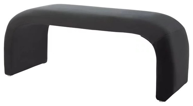 Modern Solid Glam Accent Bench, Upholstered Velvet Fabric Seat ...