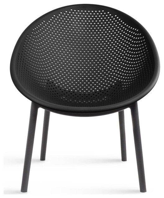 Modern Outdoor Chair, Perforated Egg Shaped Plastic Seat & Sturdy Legs ...