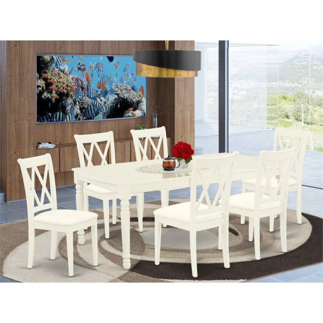 Atlin Designs 7-piece Wood Dinette Set in Linen White - Traditional ...