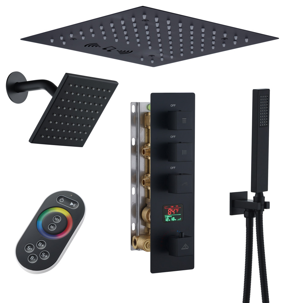 12inch Luxury Shower Dual Shower Head System With LED Light and Bluetooth - Contemporary ...