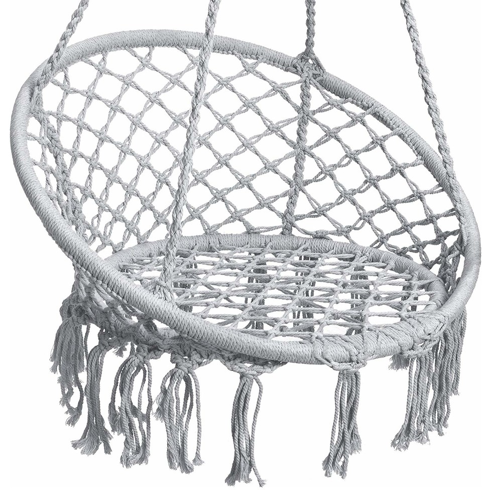 Hanging Hammock Chair Macrame Swing, Lounge Swing Chair - Beach Style ...