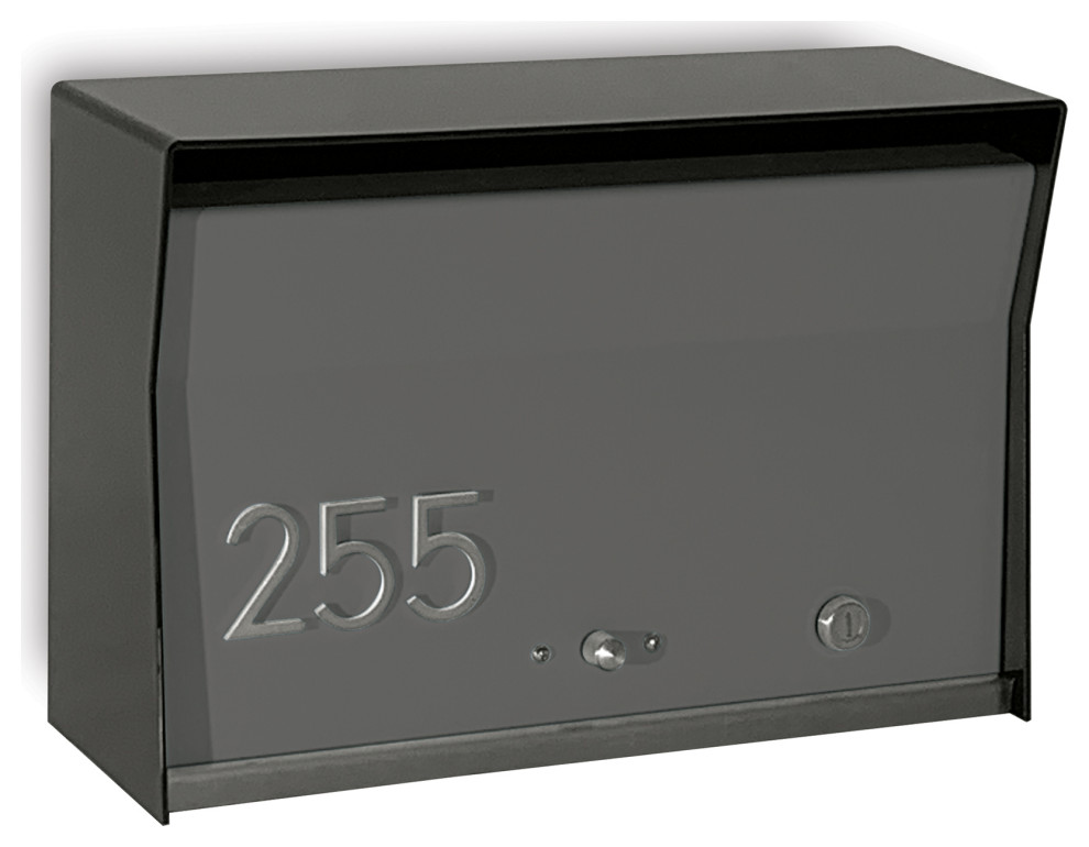 RetroBox Locking Modern Wall Mounted Mailbox, in Black & Gray ...
