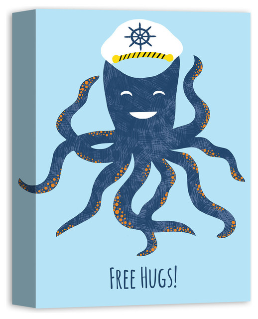 Free Hugs Octopus 12x16 Canvas Wall Art - Beach Style - Kids Wall Decor ...