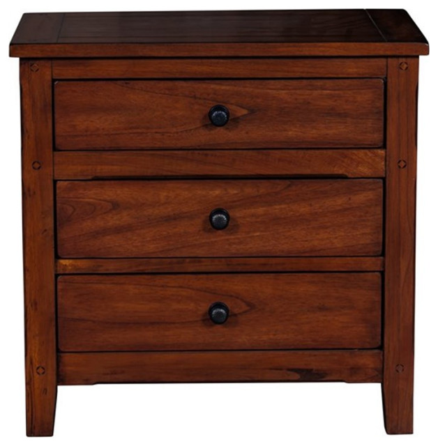 Pemberly Row 29" Petite Traditional Wood Night Stand in Dark Chocolate ...