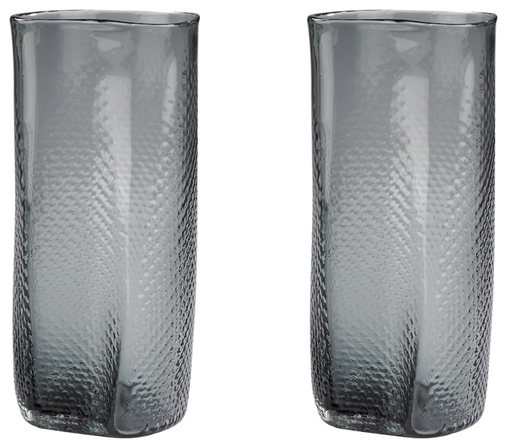 ELK Home 154-015/S2 Gray Etched Glass Vase, 2-Piece Set - Transitional ...