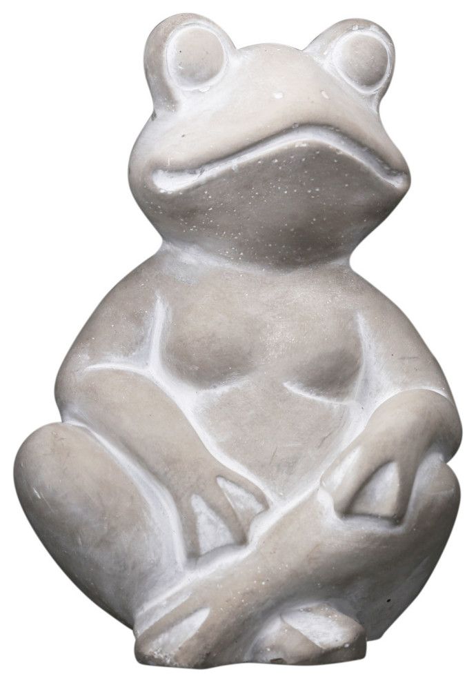 Cemented Sitting Frog Figurine with Crossed Legs, Washed Gray ...