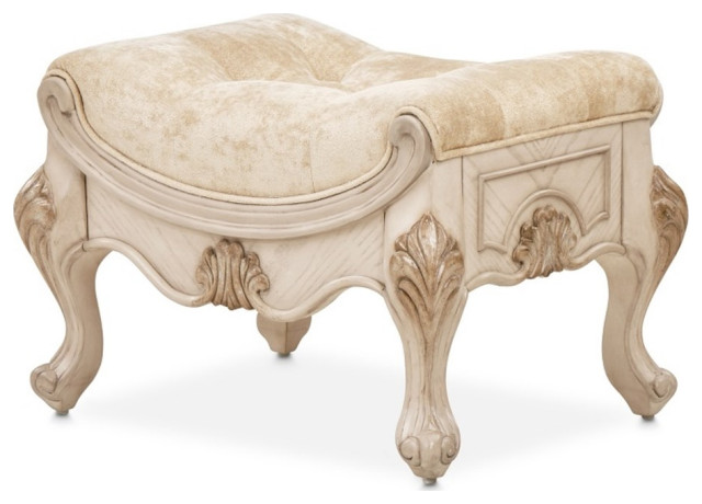 Michael Amini Platine de Royale Velvet Vanity Bench - Champagne ...