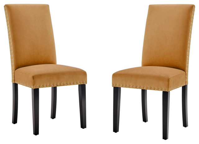 Side Dining Chair, Set of 2, Velvet, Wood, Dark Gray, Modern, Cafe ...