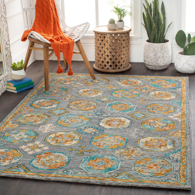 Hand Hooked Bonifate Area Rug BFT-1008, 8'x10' - Mediterranean - Area ...