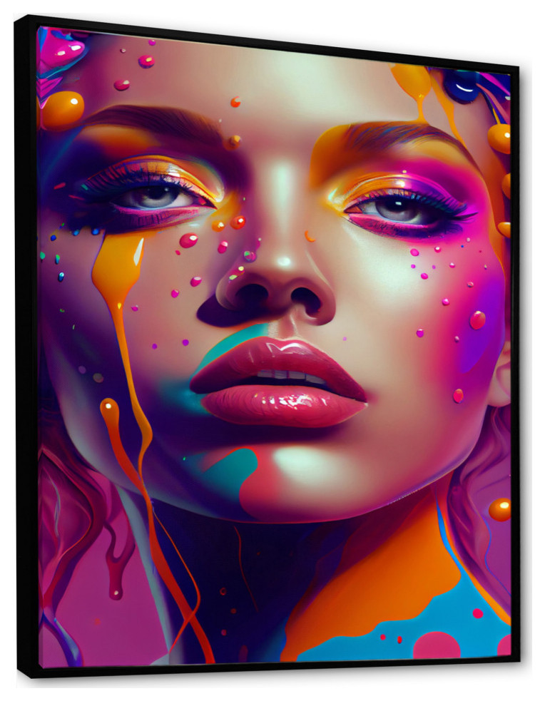 Liquid Ink Sensual Woman Portrait I Framed Canvas, 24x32 - Contemporary ...