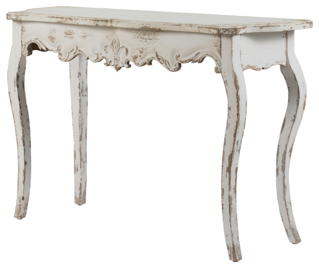 Benzara BM285232 Console Table, Fir Wood, Rectangle, Curved Legs, White ...