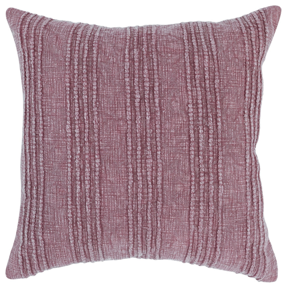 Benzara BM284516 22 x 22 Throw Pillow, Stonewashed Cotton, Pink Stripes ...