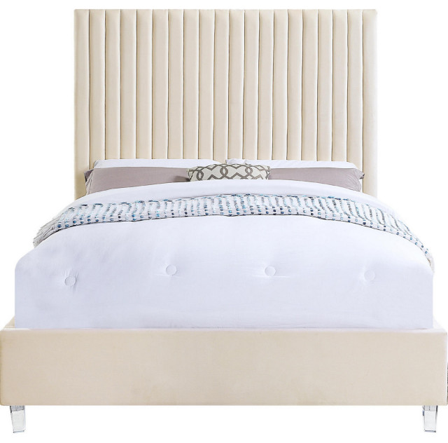 Benzara BM284011 Modern King Size Bed, Channel Tufted Panel Headboard ...