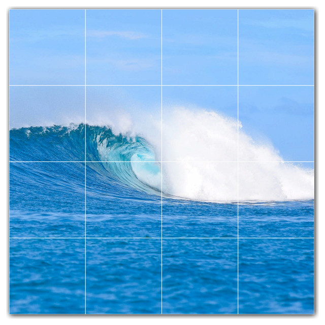 Waves Ceramic Tile Wall Mural HZ501165, 17" Wide x 17" High - Beach ...