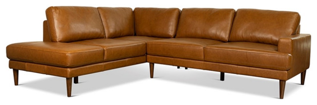 Aplee Modern Living Room Genuine Leather Corner Sectional Couch in ...