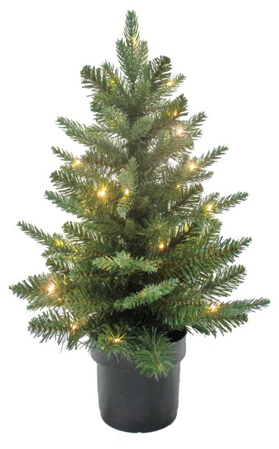 18" Battery-Operated Pre-Lit LED Miniature Potted Christmas Tree, 18 ...