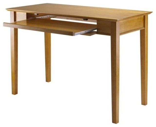 Scranton & Co Transitional Solid Wood Writing Desk in Honey Pine ...