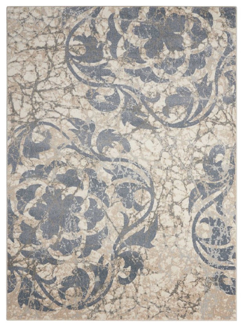 Nourison Maxell Ivory Blue Area Rug, 9'3"x12'9" - Contemporary - Area ...