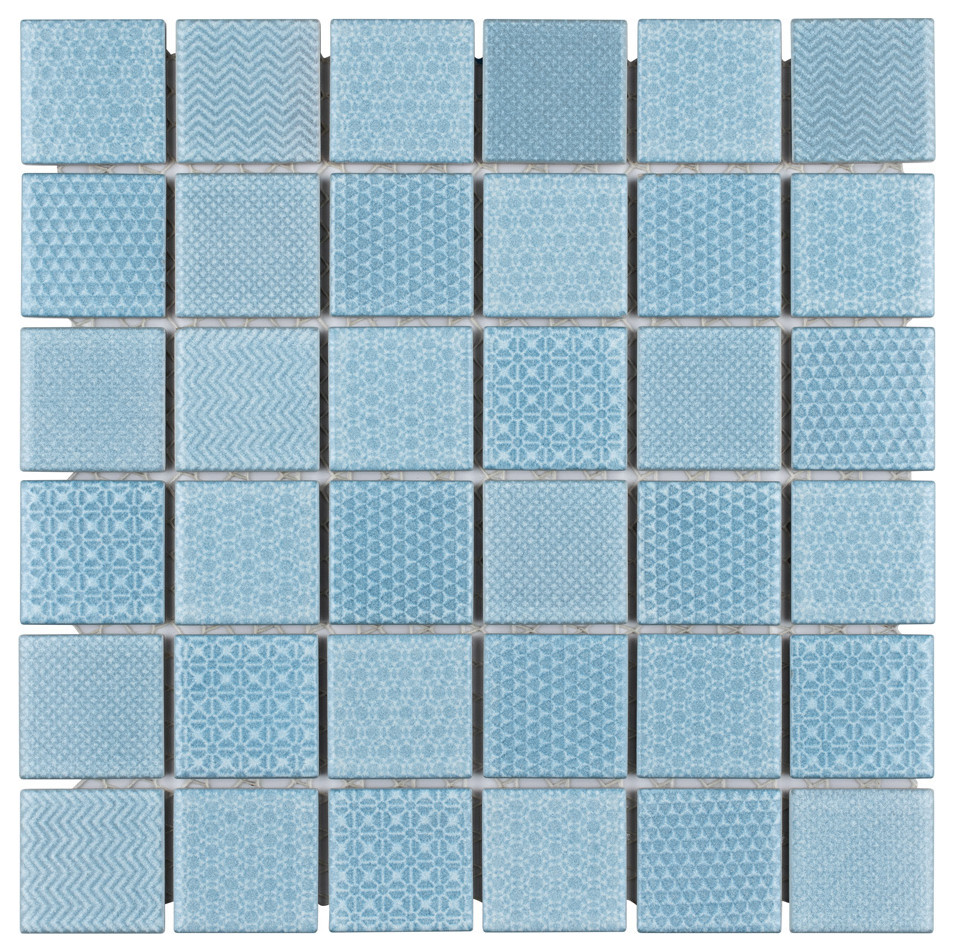 Celadon Porcelain Mosaic Floor and Wall Tile, Aqua, Sample ...