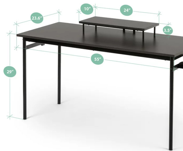 Modern Desk, Metal Frame With Spacious Top & Side Storage Area ...