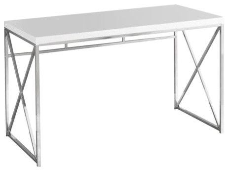 Scranton & Co 48" Modern Wood/Metal Computer Desk in Glossy White ...