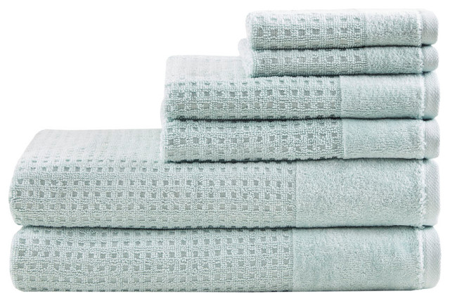 Madison Park Spa Waffle Cotton Waffle Antimicrobial Bath Towel 6 Piece ...