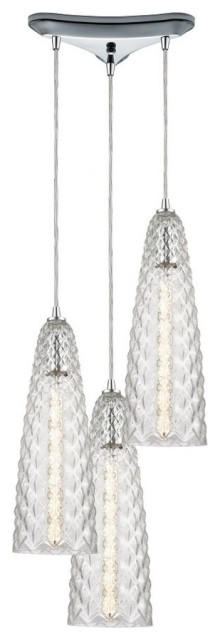 3-Light Triangular Mini Pendant, Clear Glass Color - Transitional ...