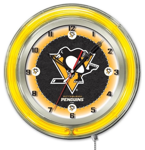 Pittsburgh Penguins 19" Neon Clock - Contemporary - Wall Clocks - by ...