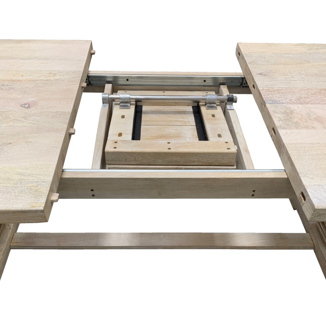 Benedict Extension Dining Table in Mango Solid Wood with White Wash ...