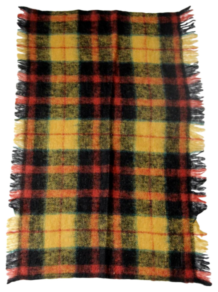 Consigned, Vintage Scottish Wool Plaid Throw Blanket - Rustic - Throws ...