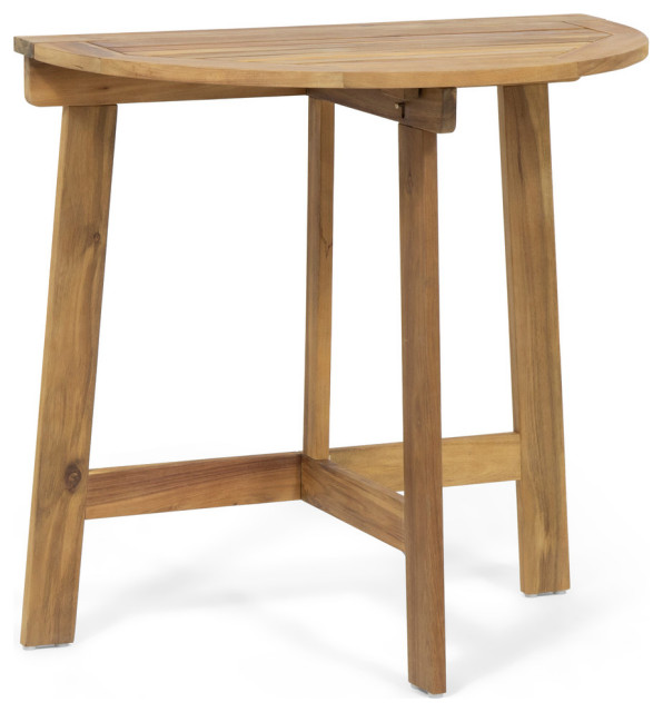 Sophia Outdoor Half-Round Acacia Wood Bistro Table - Transitional ...