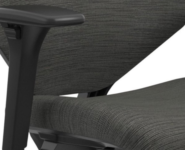 Modern Office Chair, Cushioned Waterfall Seat With Adjustable Armrests ...