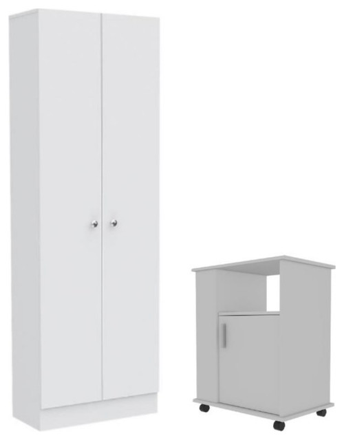 Home Square 2-Piece Set with Storage Pantry Cabinet and Kitchen Service ...