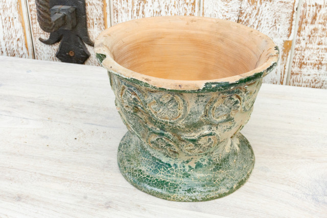 Antique Glazed Asian Floral Ceramic Pot - Asian - Indoor Pots And ...