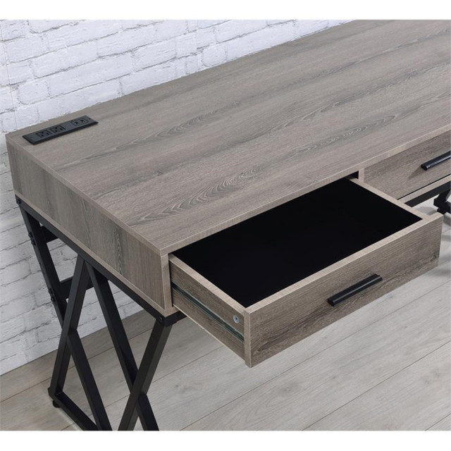 Furniture of America Ovell Industrial Metal Writing Desk with USB in ...