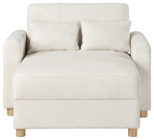 Thomas 42.5"W Fabric Convertible Sleeper Chaise Lounge Chair With ...