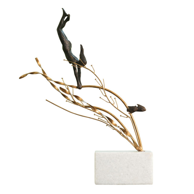 Luxe Woman Diver Undersea Sculpture Mermaid Swimmer Coastal Ocean Gold ...