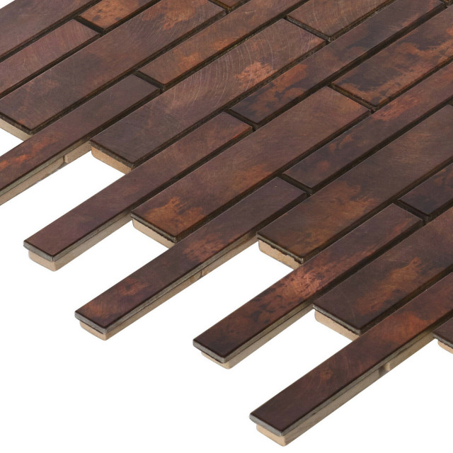 Modket Antique Copper Color Metal Mosaic Tile Kitchen Backsplash ...