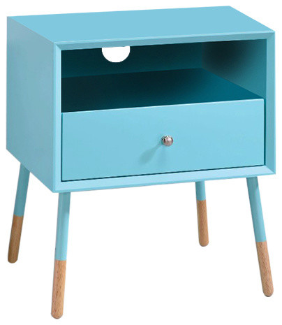 End Table, Light Blue and Natural - Midcentury - Side Tables And End ...