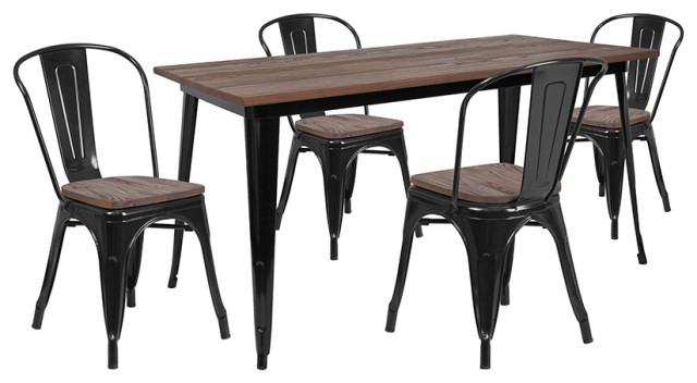 30x60 Silver Metal Table Set - Industrial - Dining Sets - by Beyond ...