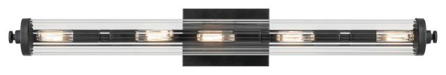 32 5-Light Linear Vanity Light With Clear Fluted Glass - Transitional ...