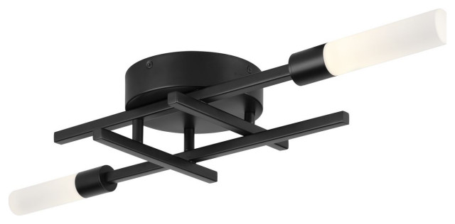 Quadrant LED 2-Light Matte Black Frosted Glass Modern Wall or Ceiling ...