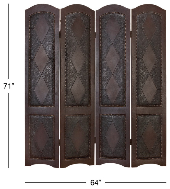 Unique 4 Panel Room Divider, Diamond Patterned Faux Leather Screens ...