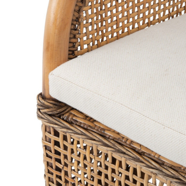 Lauren Rattan Accent Chairs With Cushion Natural/White - Tropical ...