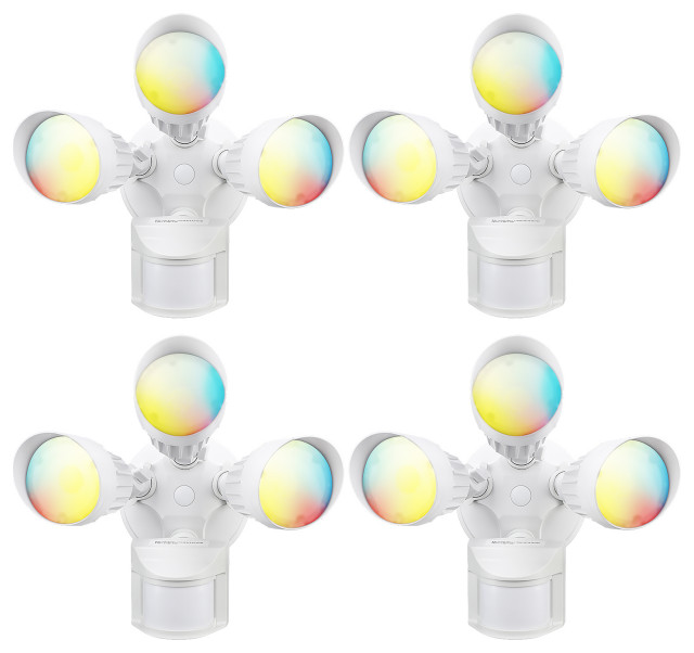4-Pack 3CCT LED Flood Lights, Dusk to Dawn, 3 Lighting Modes ...
