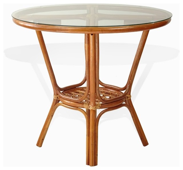 Pelangi Wicker Rattan Dining Round Table - Tropical - Dining Tables ...